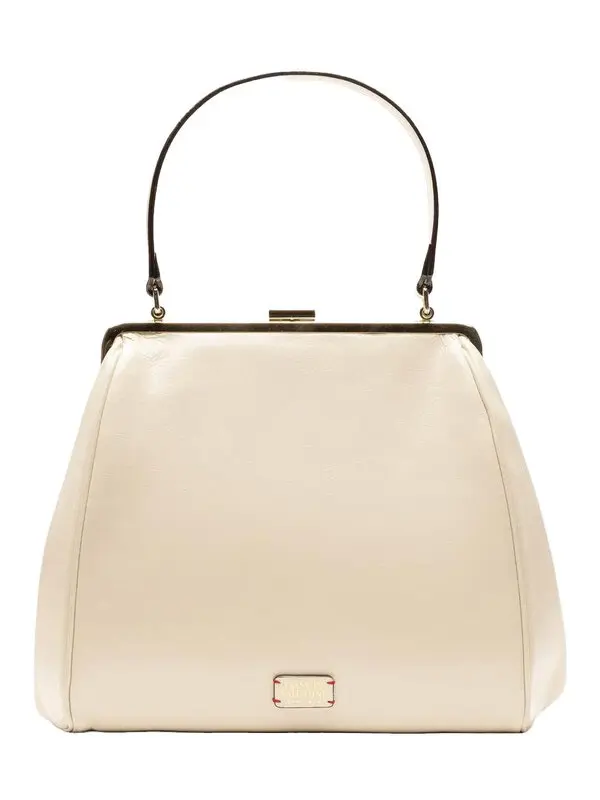 FRANCES VALENTINE Katherine Frame Leather Handbag - Oyster