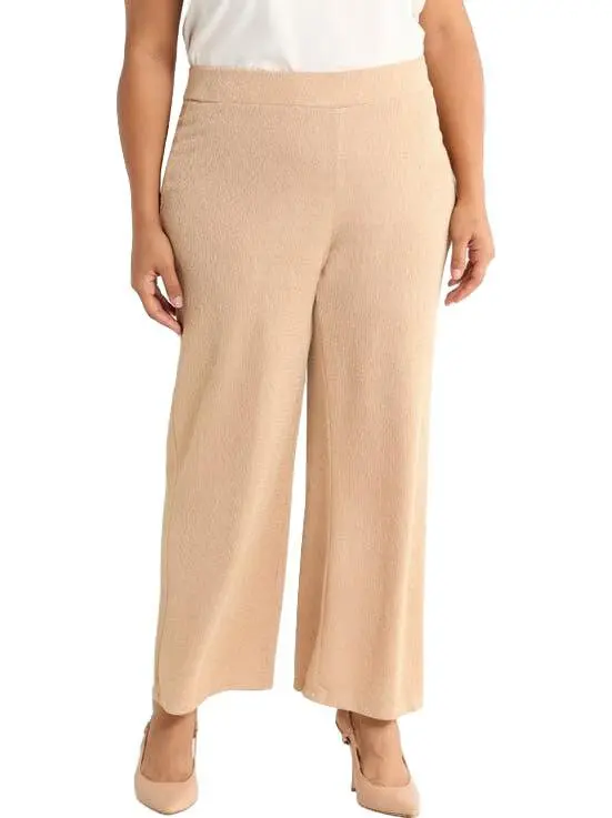 KASPER Pull-on Wide-leg Pants - Soft Sand