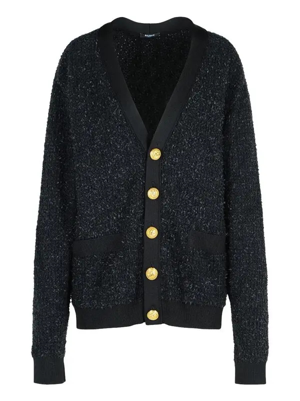 Balmain Cotton Blend Cardigan - Black