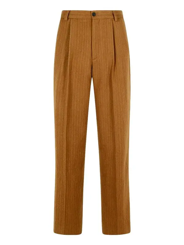 Dries Van Noten Penrud Straight Wool Pants - Brown