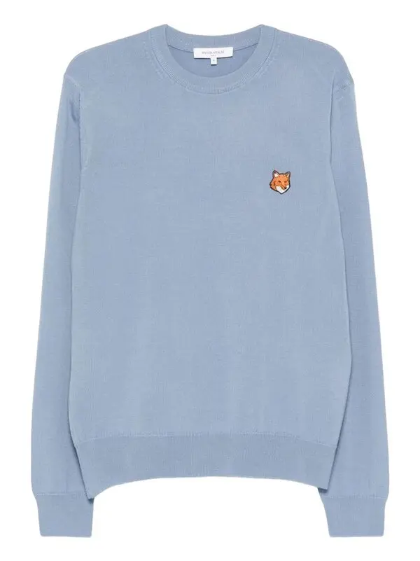 Maison Kitsuné Fox Head Wool Crewneck Jumper - Clear Blue