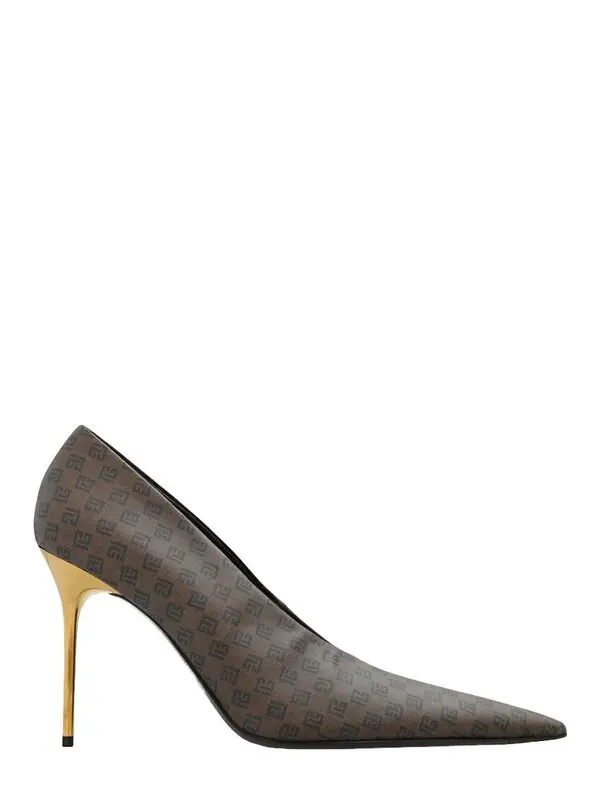 Balmain Monogrammed Stiletto Pumps - Brown/black