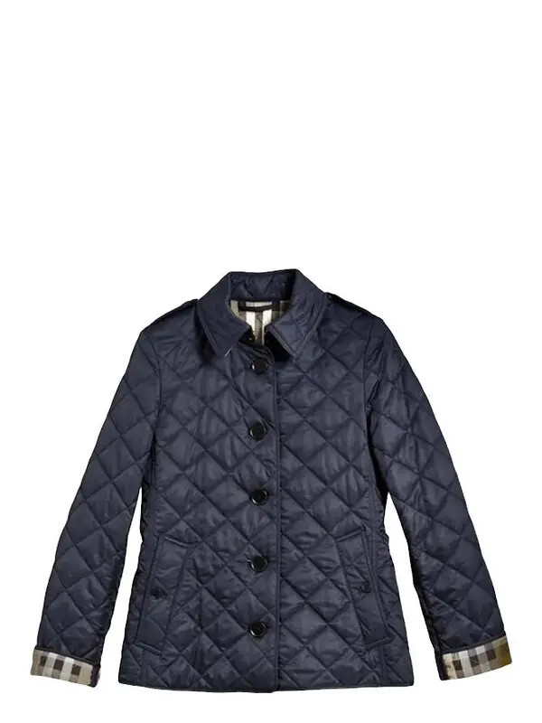 Burberry Diamond Quilted Jacket - Navy Blue Check