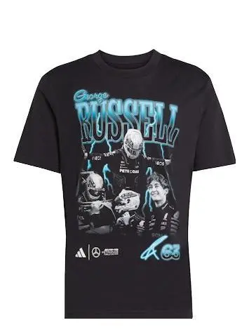 Adidas Mercedes Amg Petronas Formula Team George Russell Graphic Tee Shirt - Black