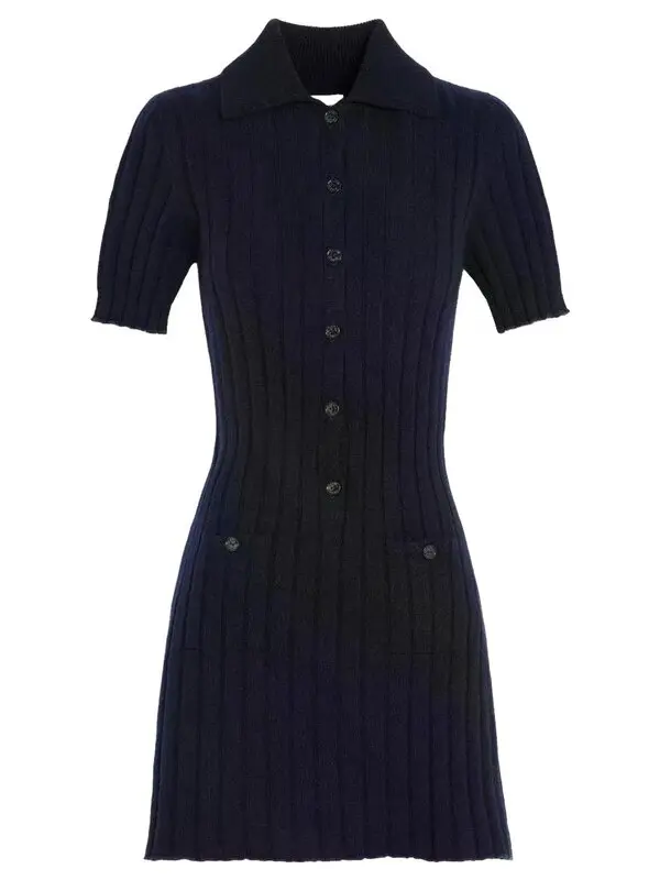 BARRIE Ribbed Knit Midi Dress - Blue