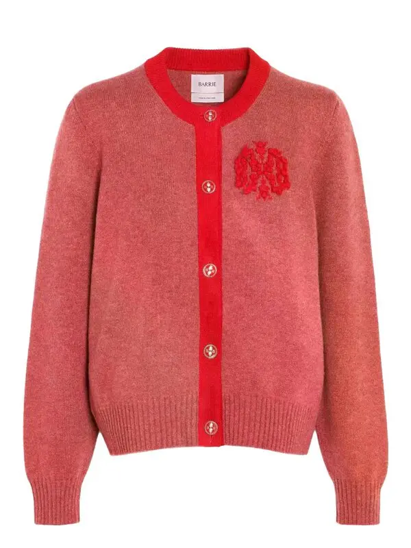 BARRIE Embroidered Cashmere Cardigan - Red