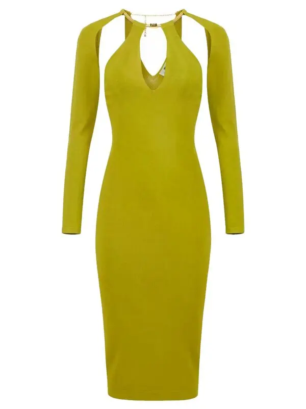 Elisabetta Franchi Logo-necklace Cut-out Midi Dress - Green