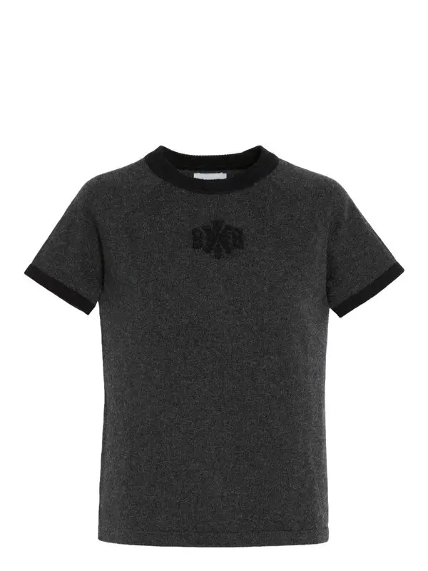 BARRIE Embroidered Cashmere T-shirt - Black