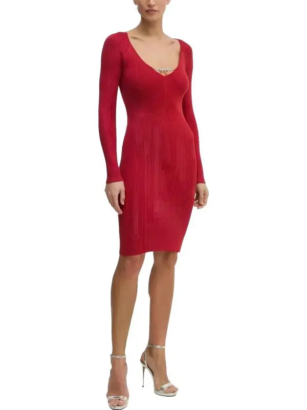 Guess Crystal-embellished Ribbed Knit Midi Dress - Red