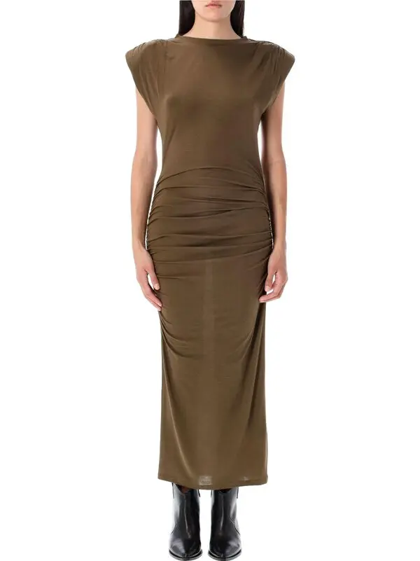 Isabel Marant Ruched Maxi Dress - Kaki