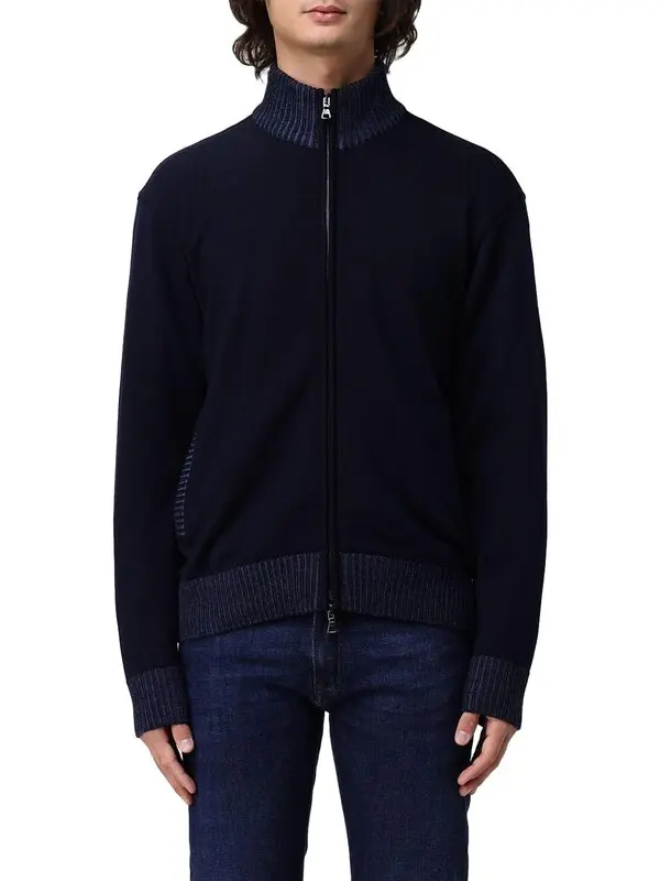 Paul & Shark Virgin Wool High-neck Full-zip Cardigan - Blue