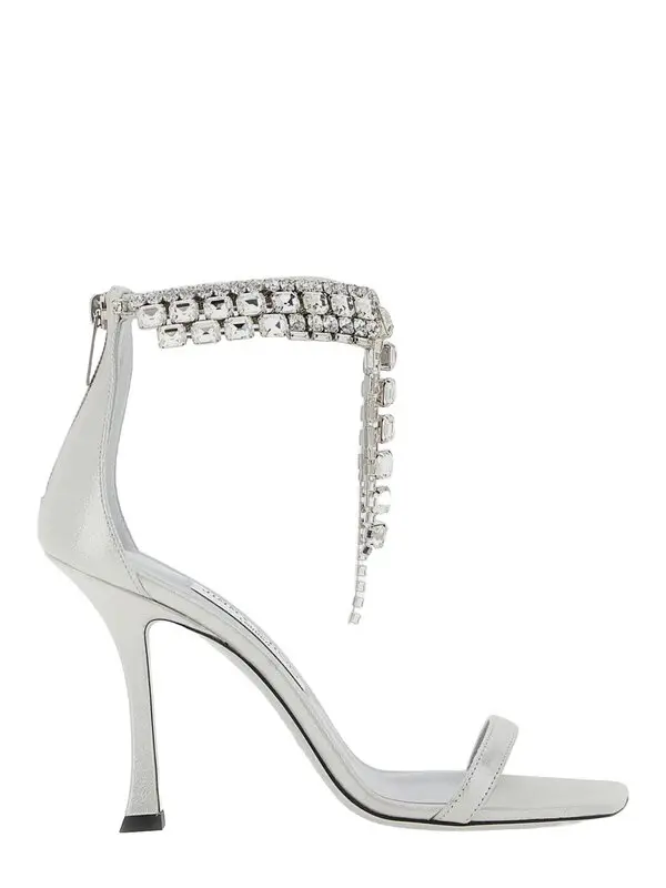 JIMMY CHOO Embellished Heeled Sandals - Silver
