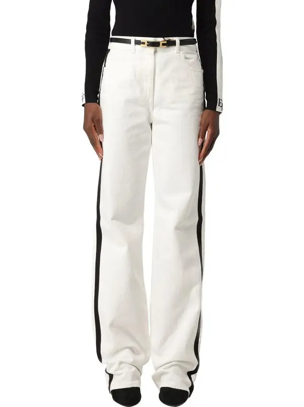 Elisabetta Franchi Straight Leg Jeans - White
