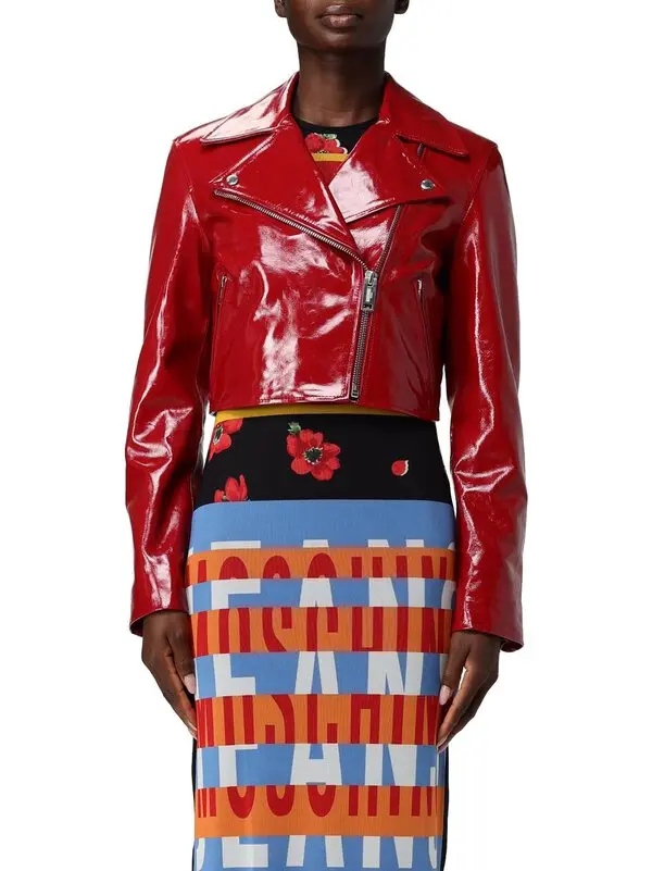 Moschino Cropped Biker Jacket - Red