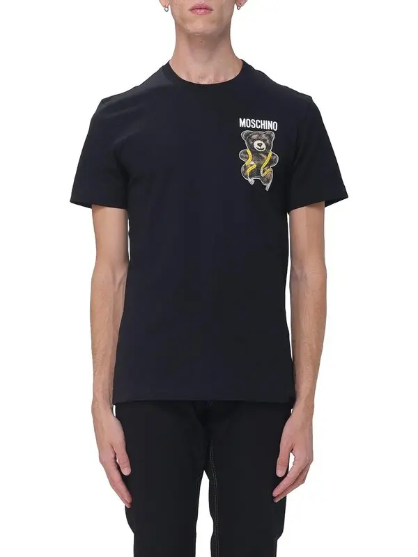 Moschino Cotton Crewneck T-shirt With Logo And Teddy Bear Print - Black