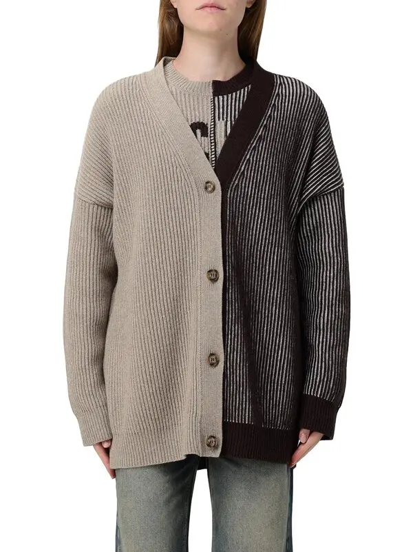 Moschino Two-tone Knit Cardigan - Brown