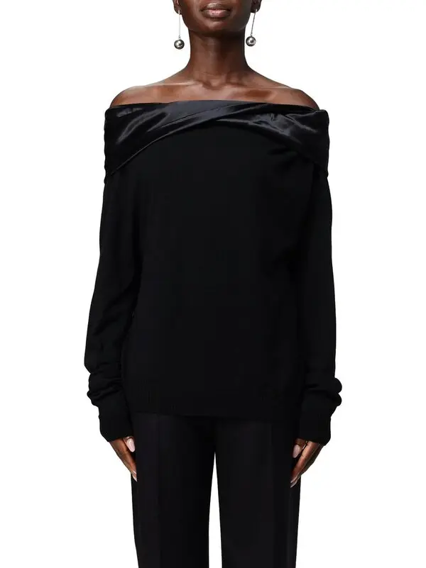 Alberta Ferretti Long Sleeve Off-the-shoulder Sweater - Black
