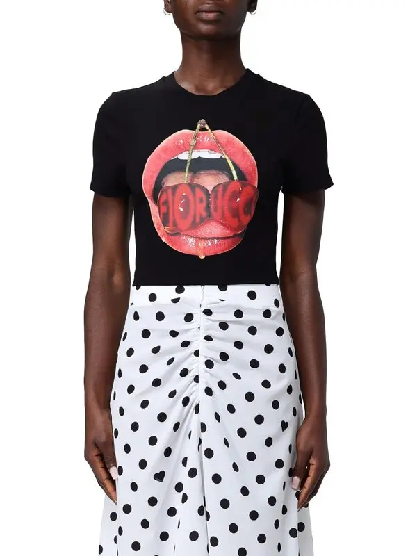 Fiorucci Cotton Blend T-shirt With Graphic Logo Print - Black