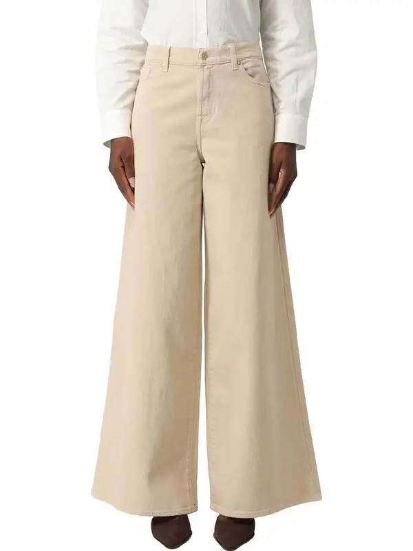 7 For All Mankind Wide Leg Jeans - Cream