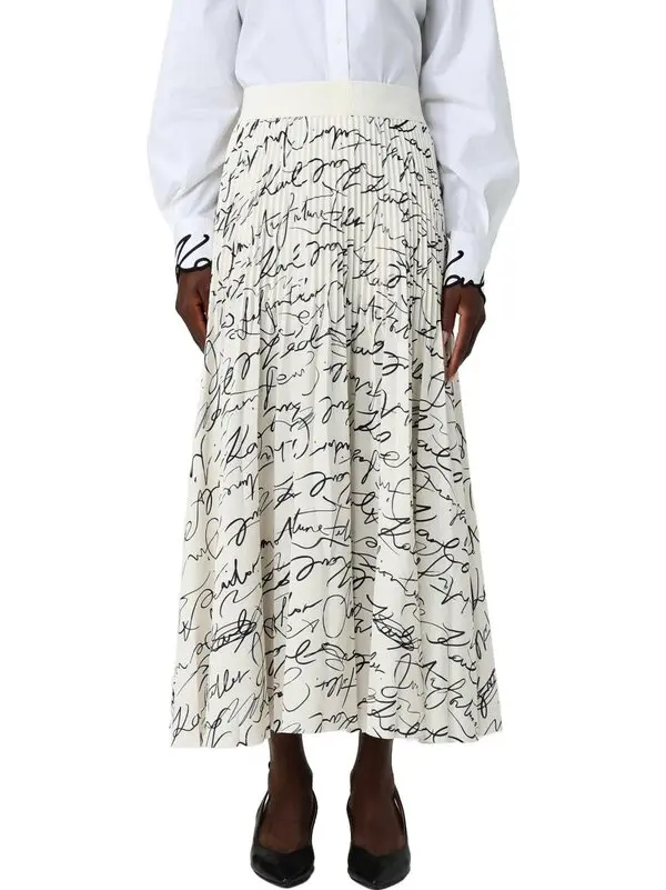 Karl Lagerfeld Pleated Midi Skirt - White