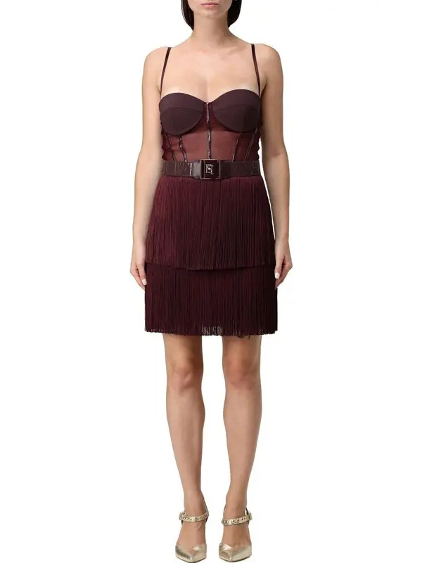 Elisabetta Franchi Fringed Dress - Wine