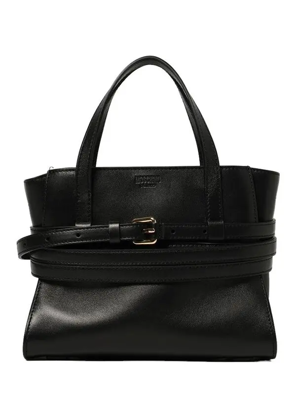 Moschino Leather Mini Bag With Buckled Belt Detail - Black