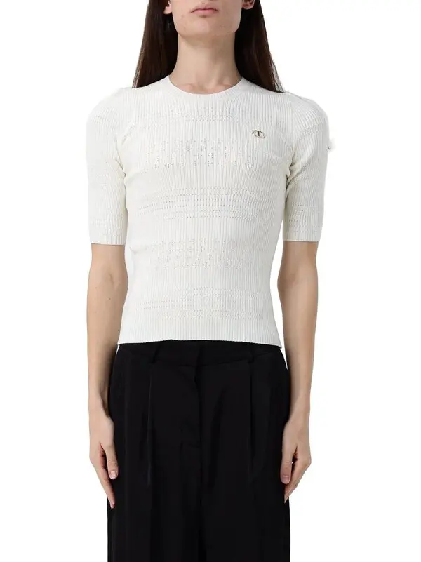 TWINSET Ribbed Knit Top - Ice