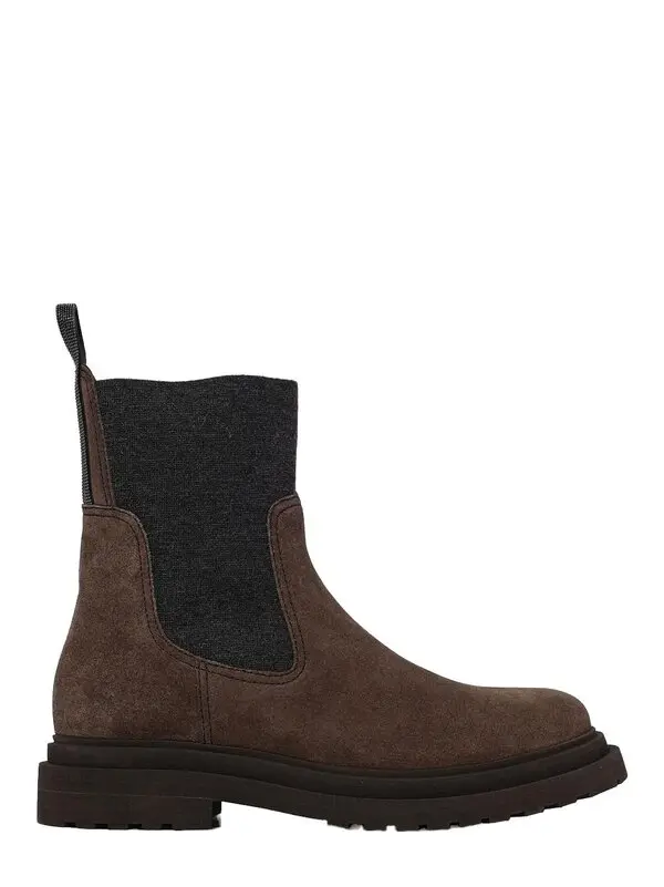 Brunello Cucinelli Suede Chelsea Boots - Dark