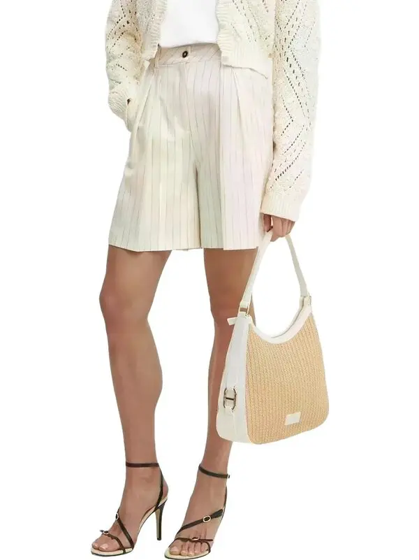 SIMONA CORSELLINI Tailored Pinstripe Pleated Shorts - Neutrals