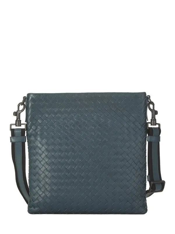 Bottega Veneta Intrecciato Flat Messenger Bag - Blue