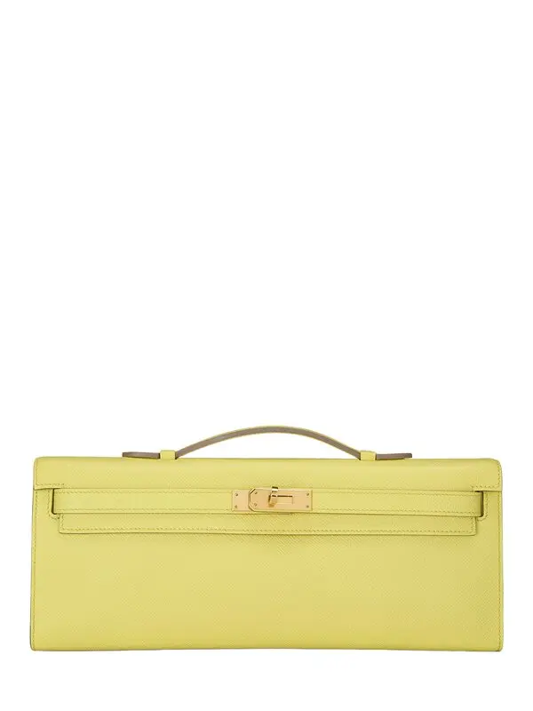 Hermès Epsom Leather Kelly Cut Clutch - Lime