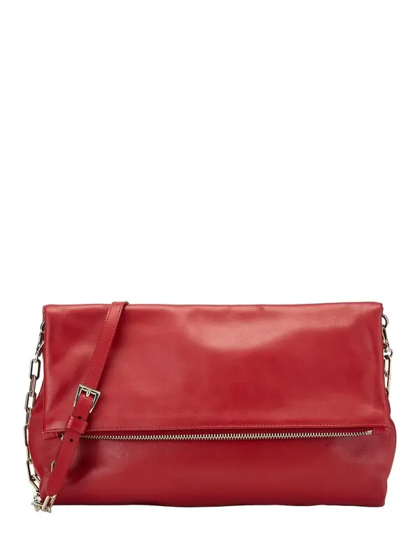 Prada Calfskin Fold-over Clutch - Red