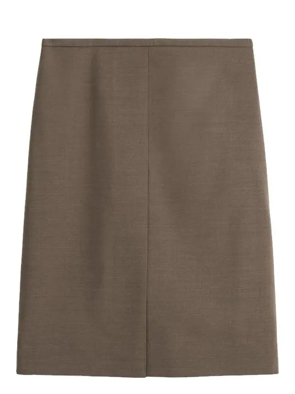 Cos Merino Wool-blend Pencil Skirt - Brown