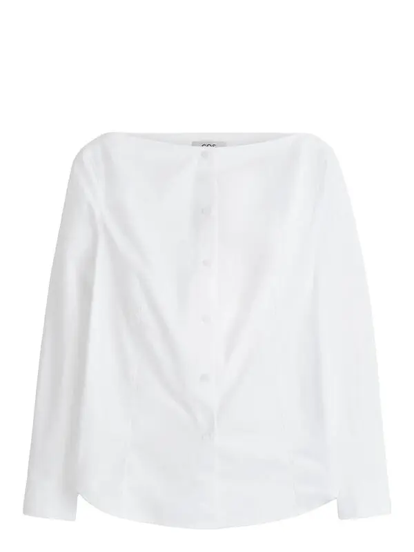 Cos Cotton Boat-neck Shirt - White