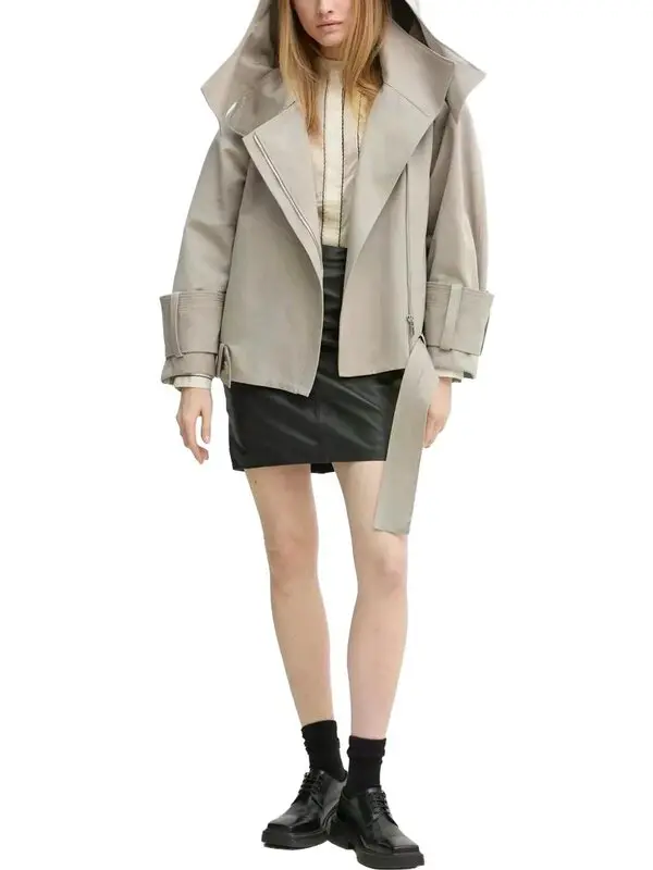 AERON Hooded Belted Jacket - Neutrals