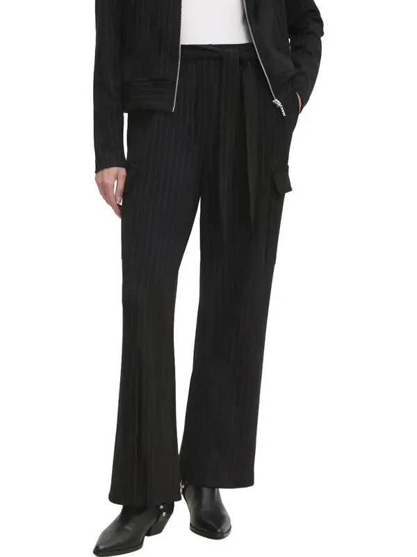 Dkny Pinstripe Cargo Trousers - Black