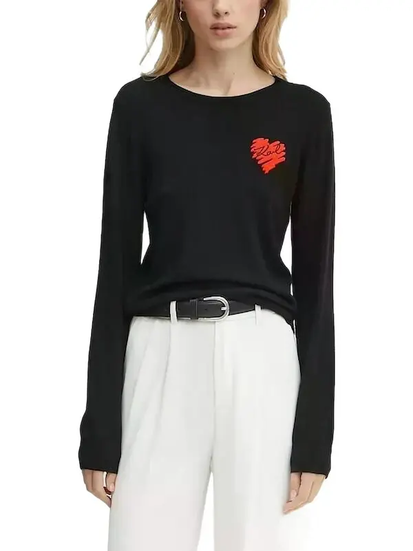 Karl Lagerfeld Heart-embroidered Sweater - Black