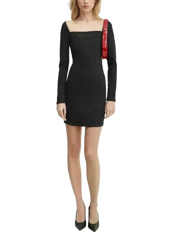 Guess Square-neck Denim Dress - Black