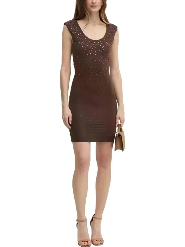 Guess Rosy Hotfix Embellished Mini Dress - Brown