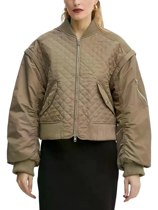 STAND STUDIO Quilted Bomber Jacket - Brown