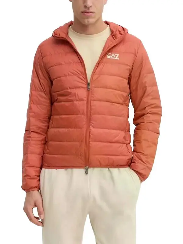 Emporio Armani Hooded Quilted Jacket - Orange