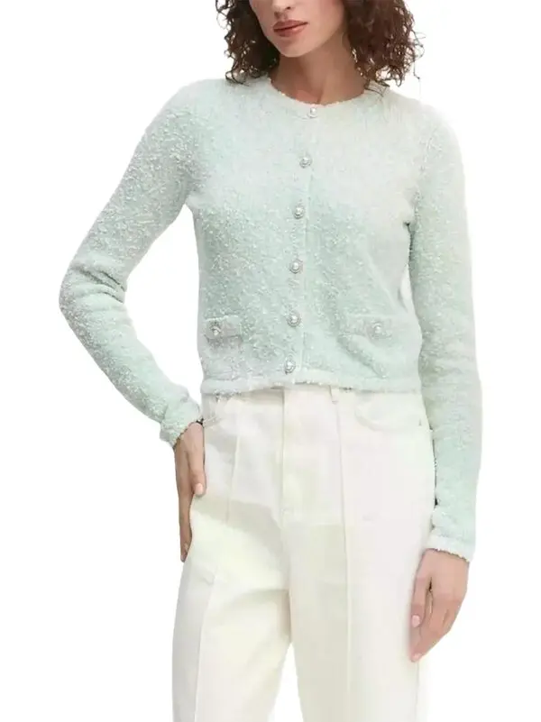 Guess Buttoned Bouclé Cardigan - Green