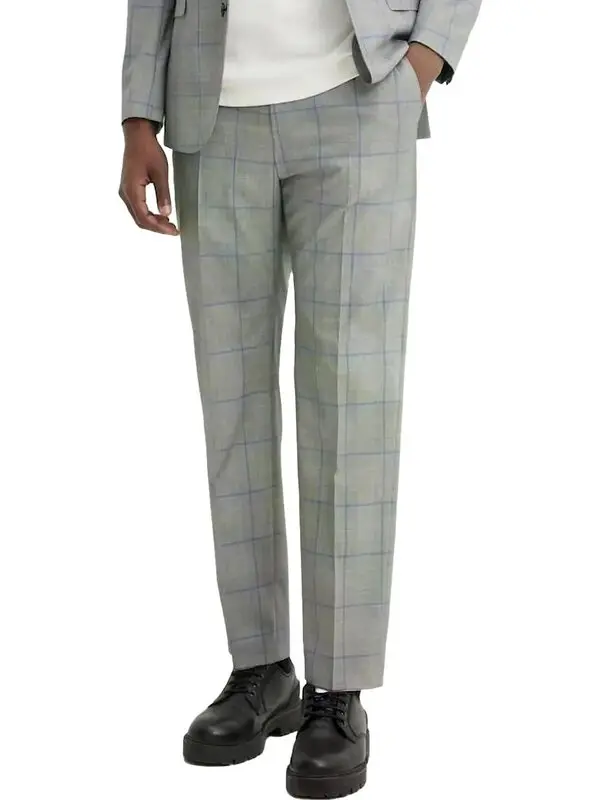 Hugo Boss Checked Tailored Trousers - Grey