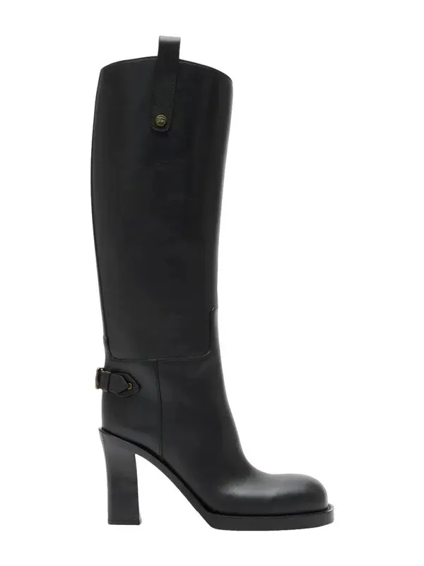 Burberry 85mm Cavalier Calf-leather Buckle Boots - Black