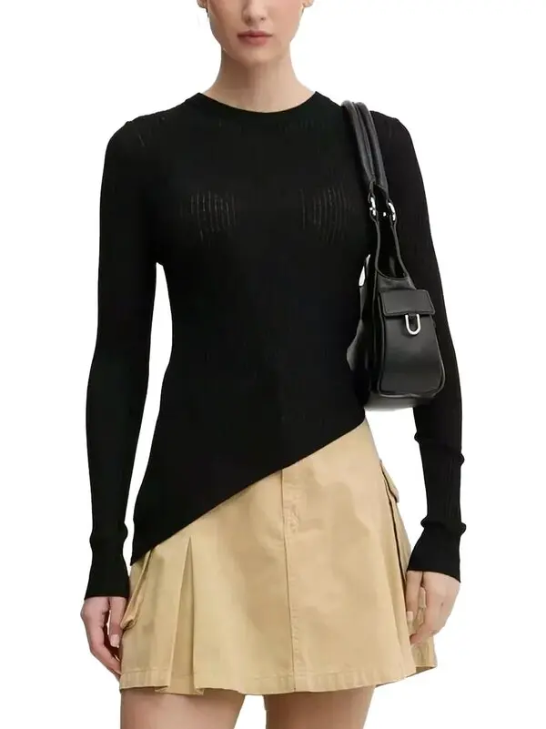 Hugo Ribbed Asymmetric Sweater - Black