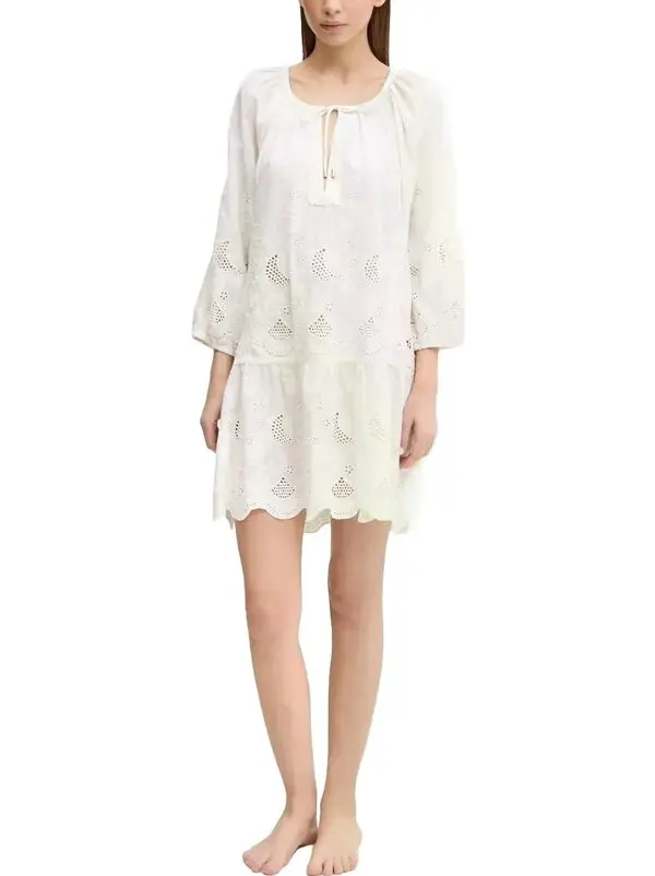 Melissa Odabash Embroidered Tiered Dress - White