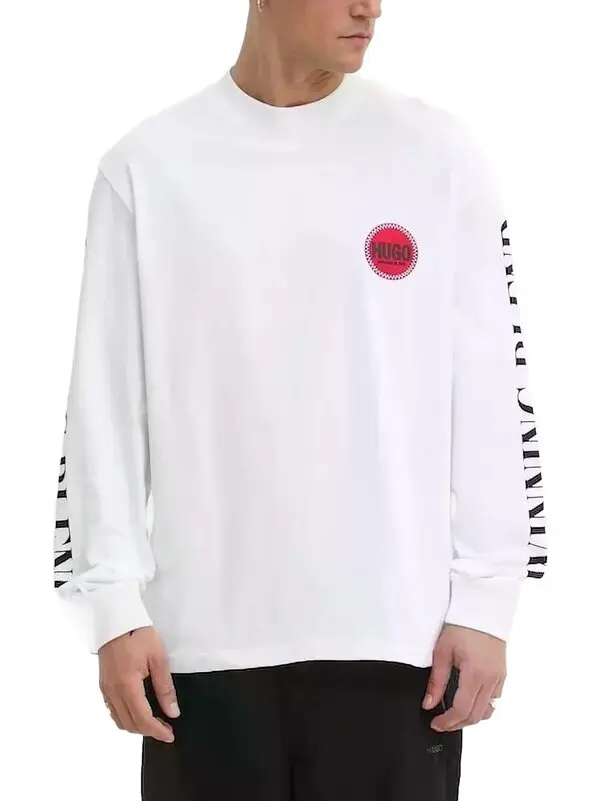 Hugo Long-sleeve Racing-print T-shirt - White