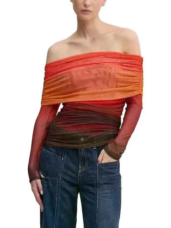 NEVER FULLY DRESSED Ombré Draped Top - Orange