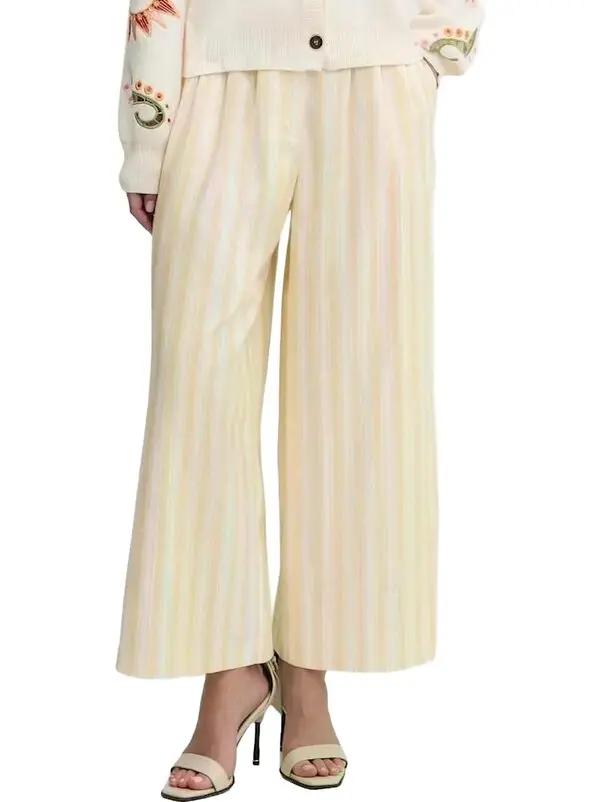 NEVER FULLY DRESSED Pleated Striped Trousers - Yellow
