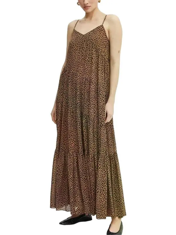 Michael Kors Leopard-print Tiered Maxi Dress - Brown